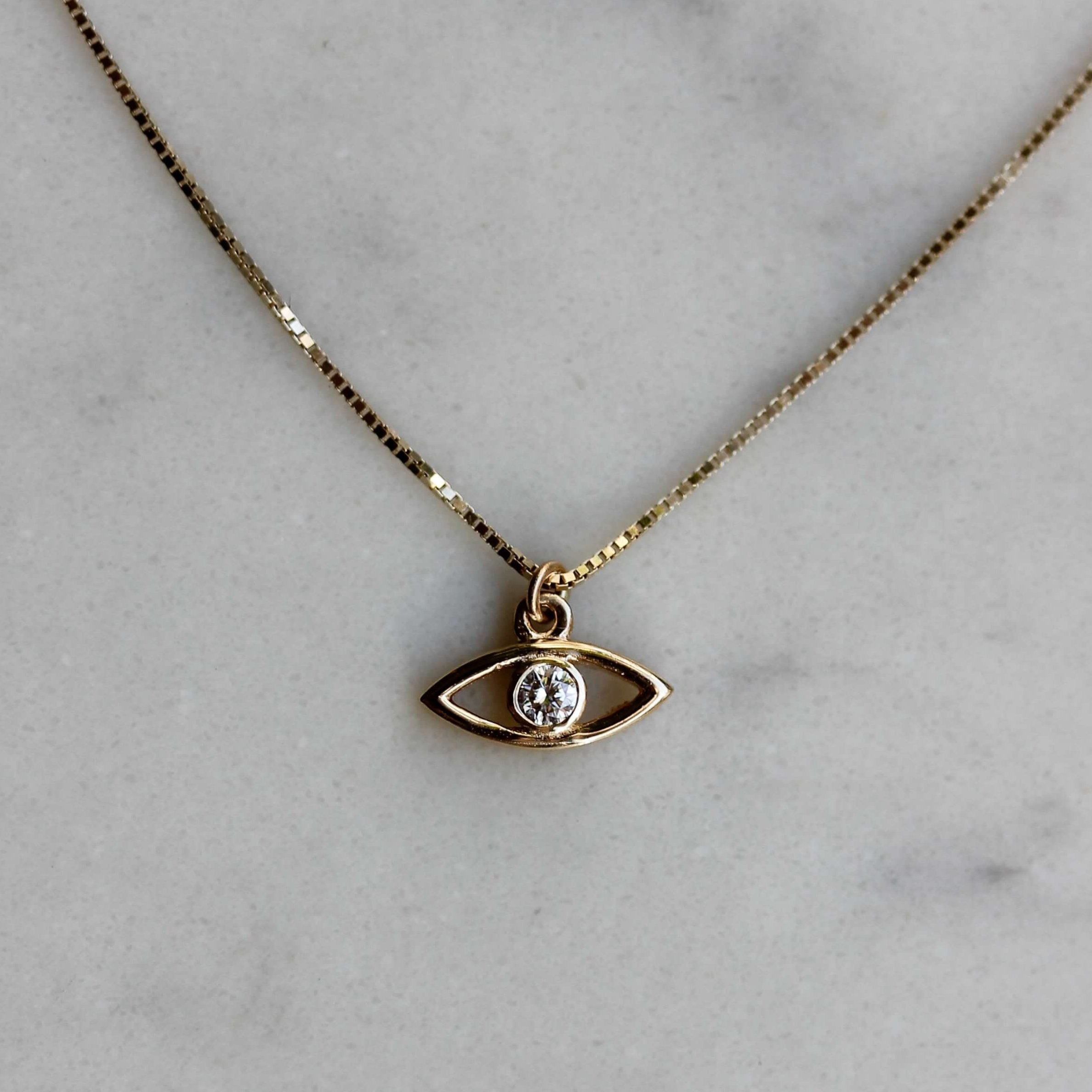 שרשרת עין טובה יהלום זהב 14K – She-Ra Jewelry