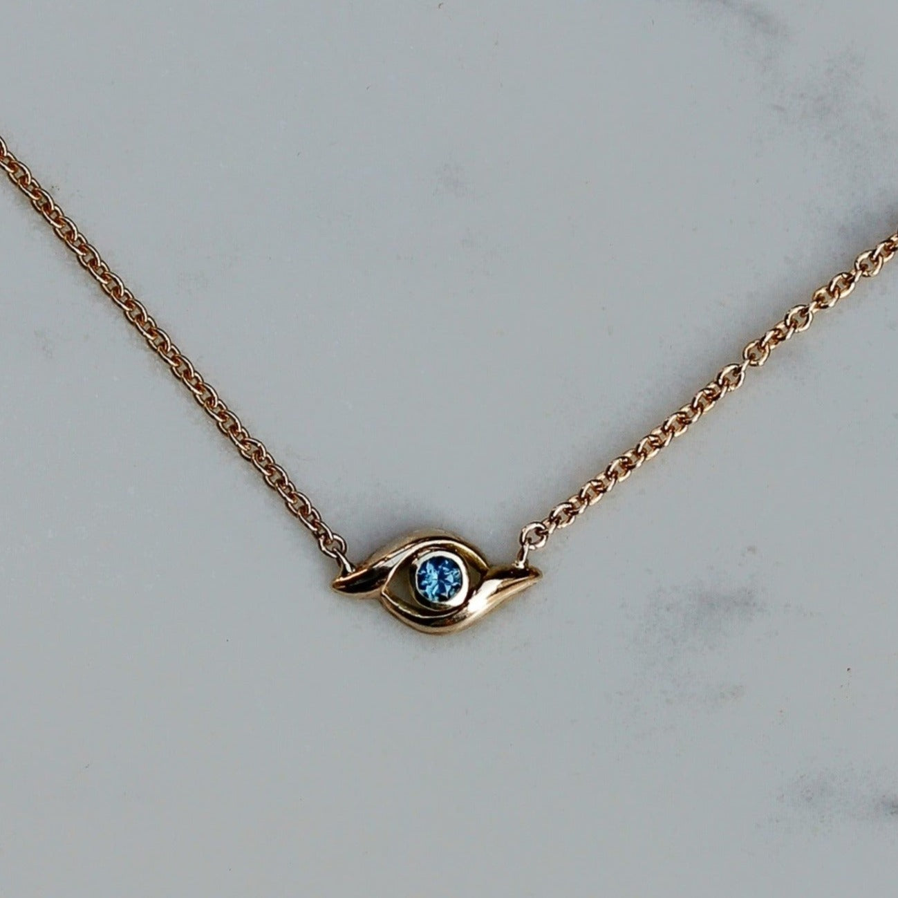 שרשרת עין הרע בלו טופז זהב 14K – She-Ra Jewelry